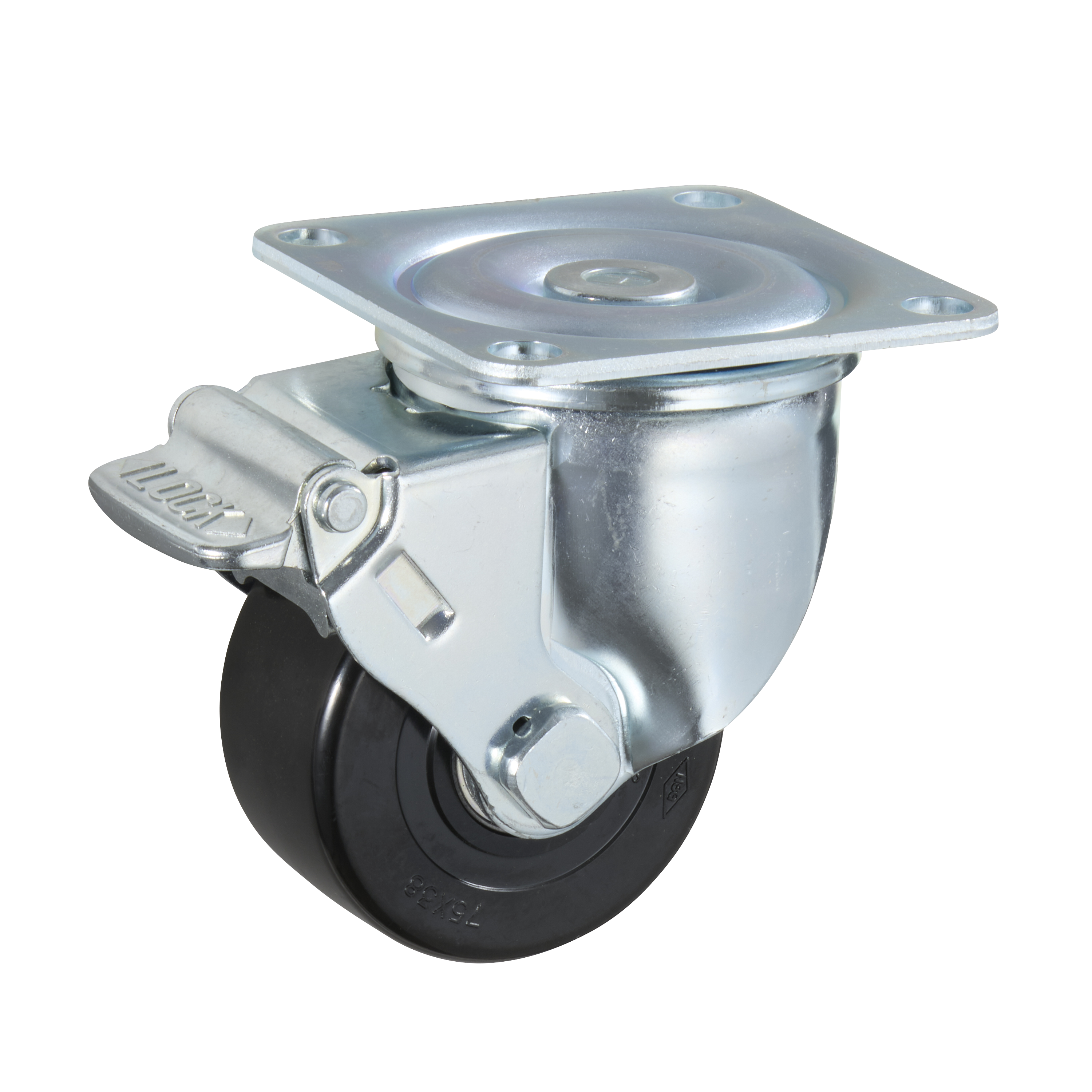 K-611JS-75-PH Low-Profile Heavy-Duty Swivel Caster with Stopper ...